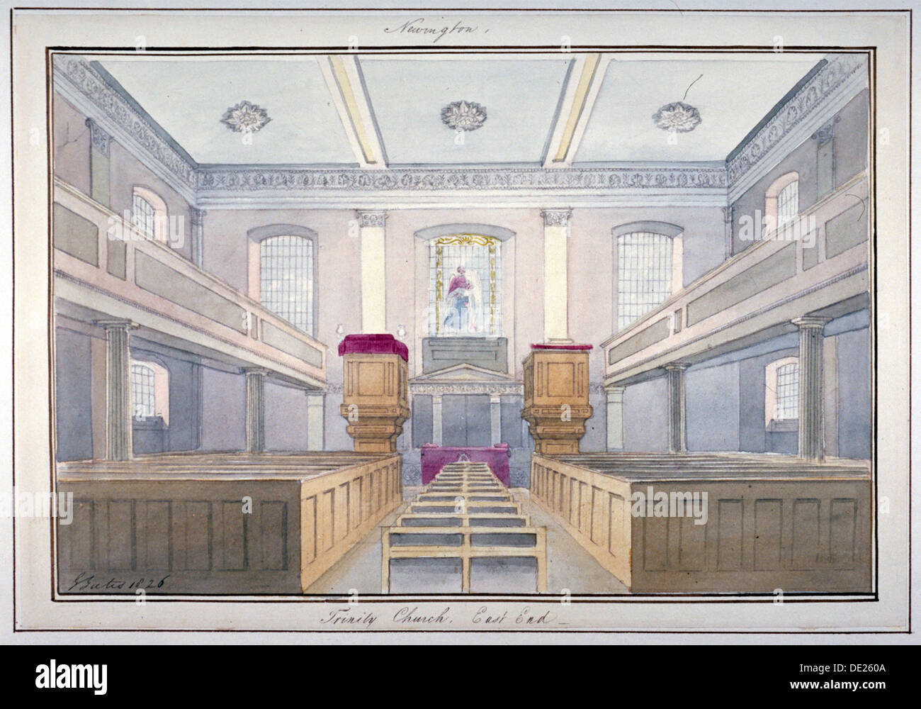Interior view of the east end of Holy Trinity Church, Newington ...