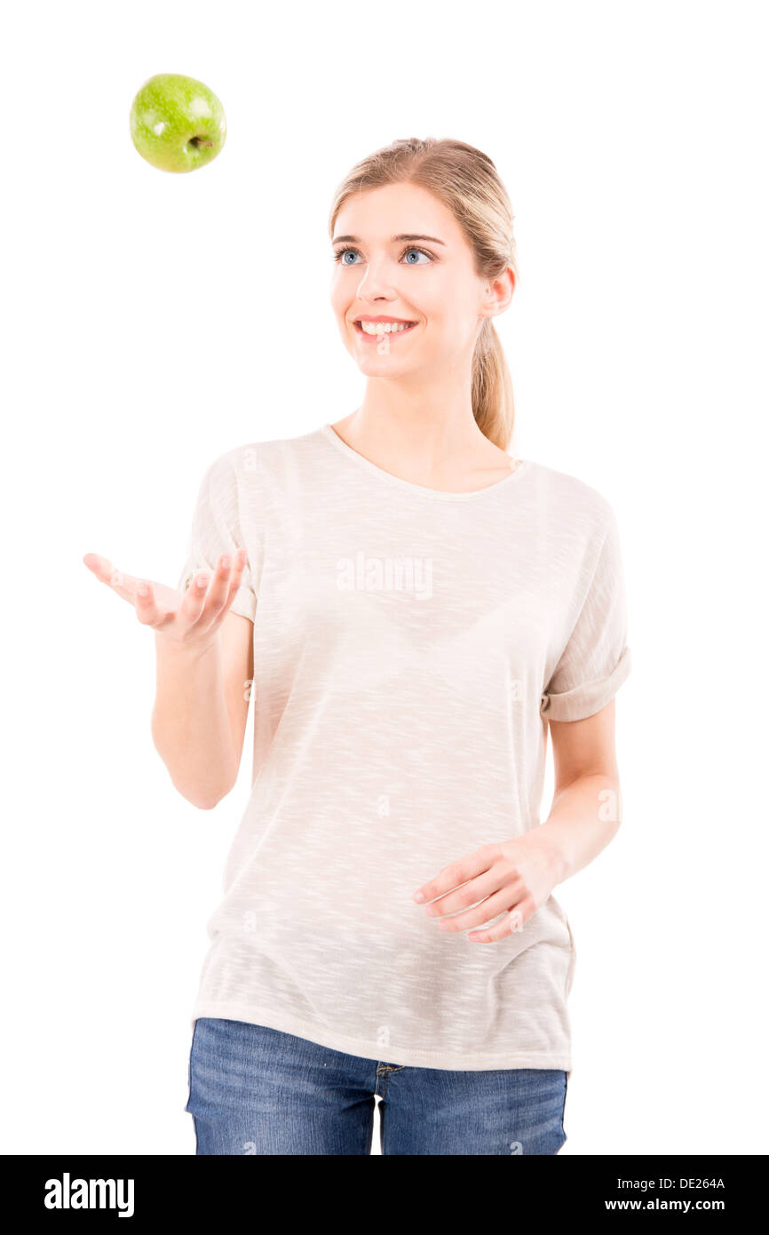 Throwing apple into air hi-res stock photography and images - Alamy