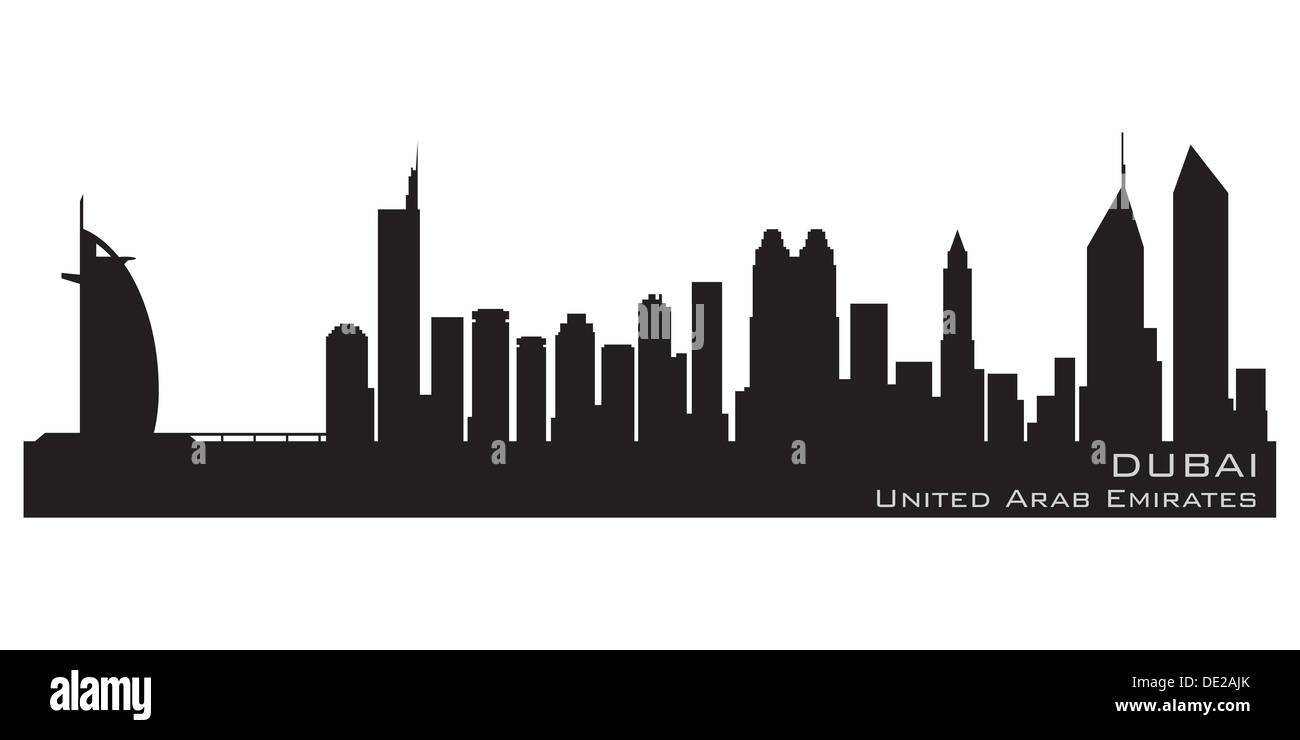 Dubai, Emirates skyline. Detailed vector silhouette Stock Photo - Alamy