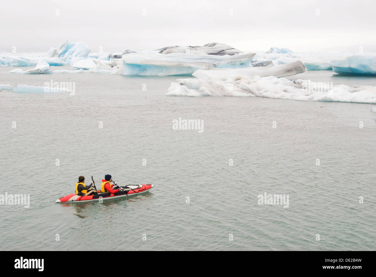 Kayaking, ice floes, glacier region, Iceland Stock Photo - Alamy