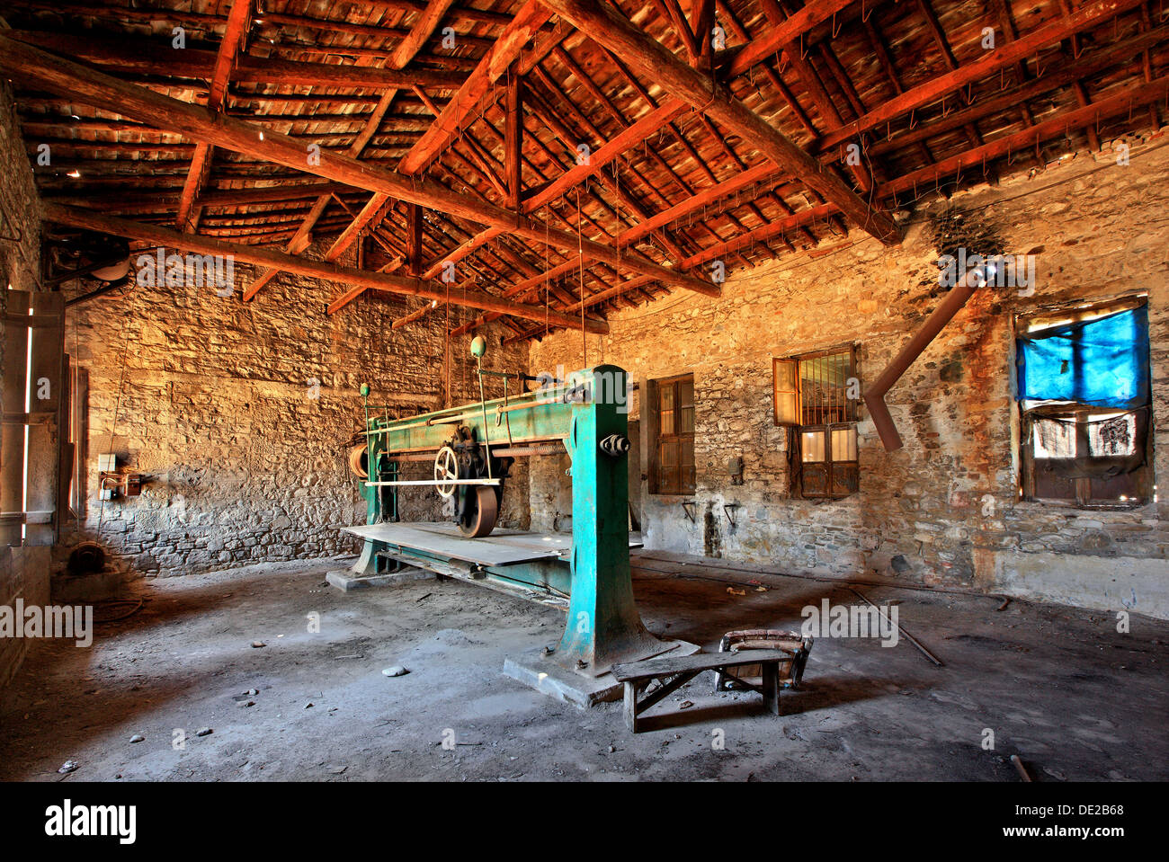 Inside an abandoned tannery in Karlovasi town, Samos island, Greece ...