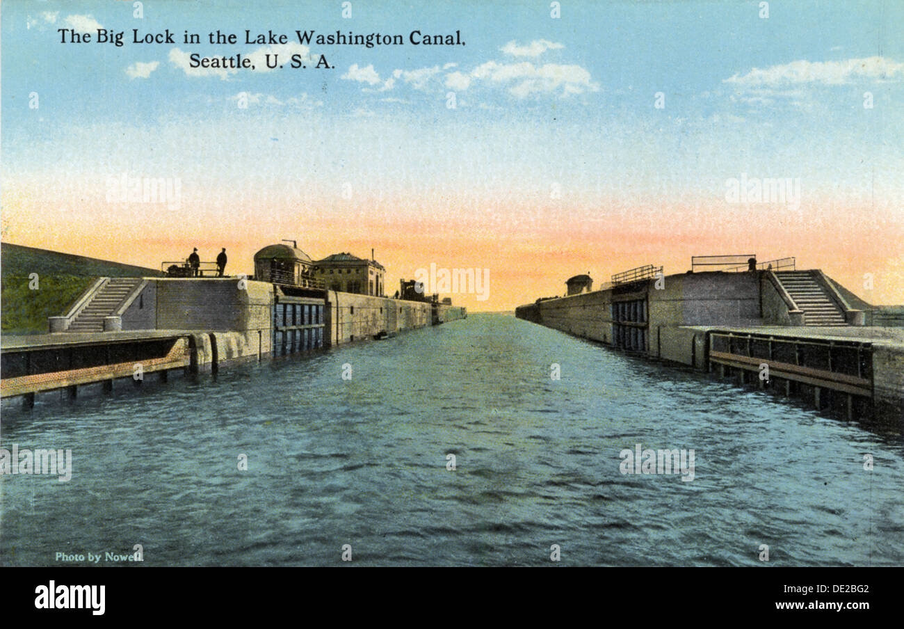 Big Lock, Lake Washington Ship Canal, Seattle, Washington, USA, 1916 ...