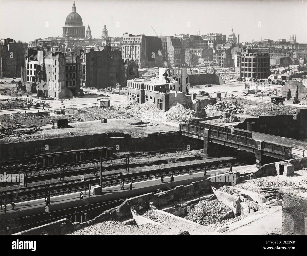 The Barbican area of the City of London, World War II, 1942. Artists ...