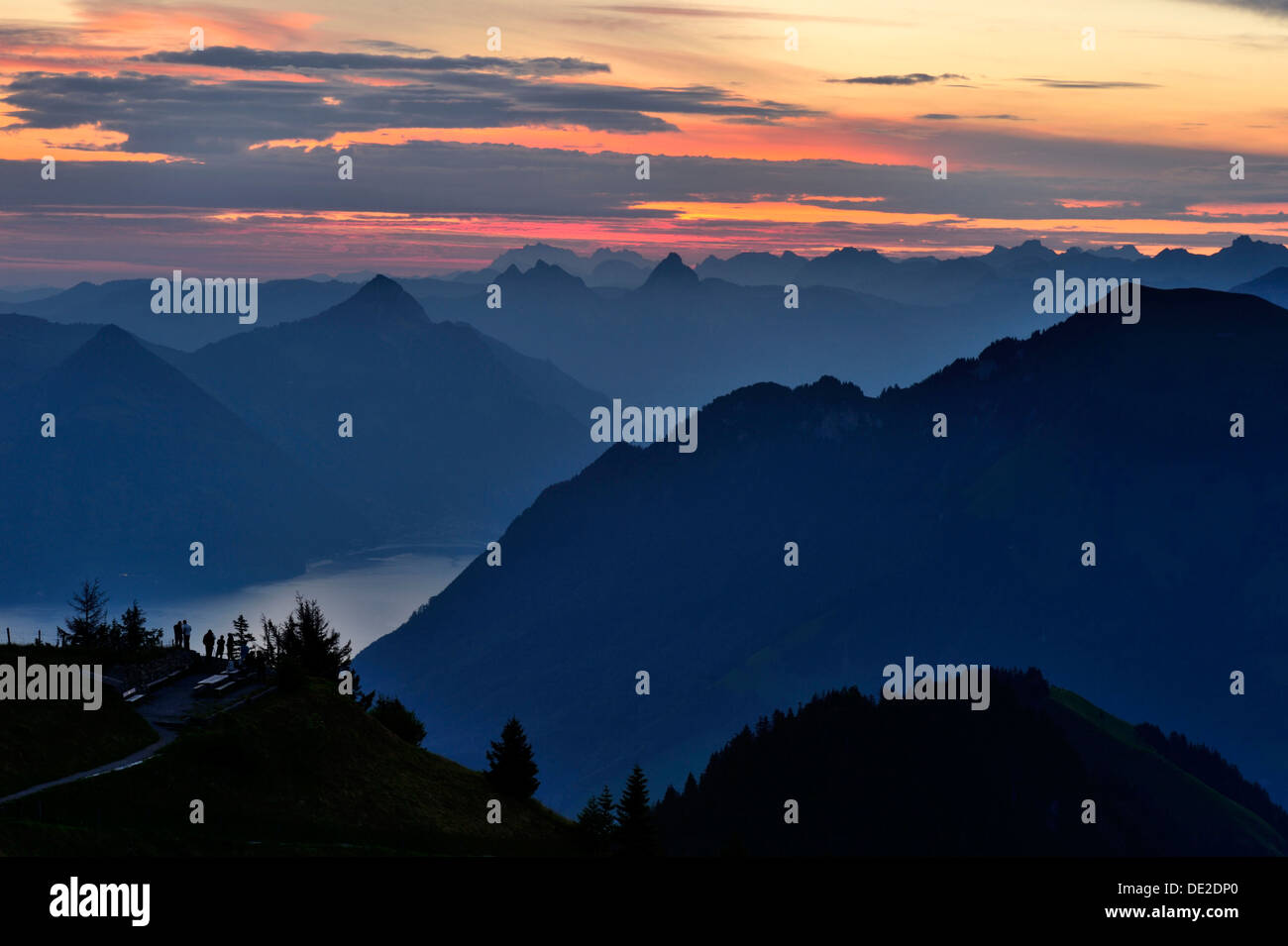 Mountain silhouette, with Kleiner Mythen and Grosser Mythen mountains ...
