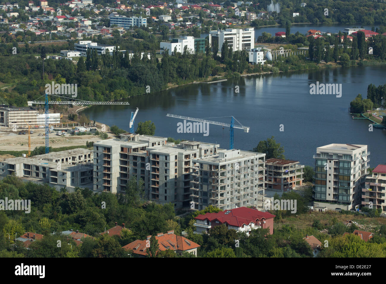 Aerial view of Bucharest cityscape with buildings in construction Stock ...
