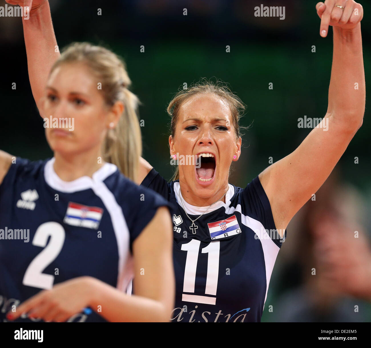 Ana Grbac (L-R) and Sanja Popovic of Croatia celebrate during their ...