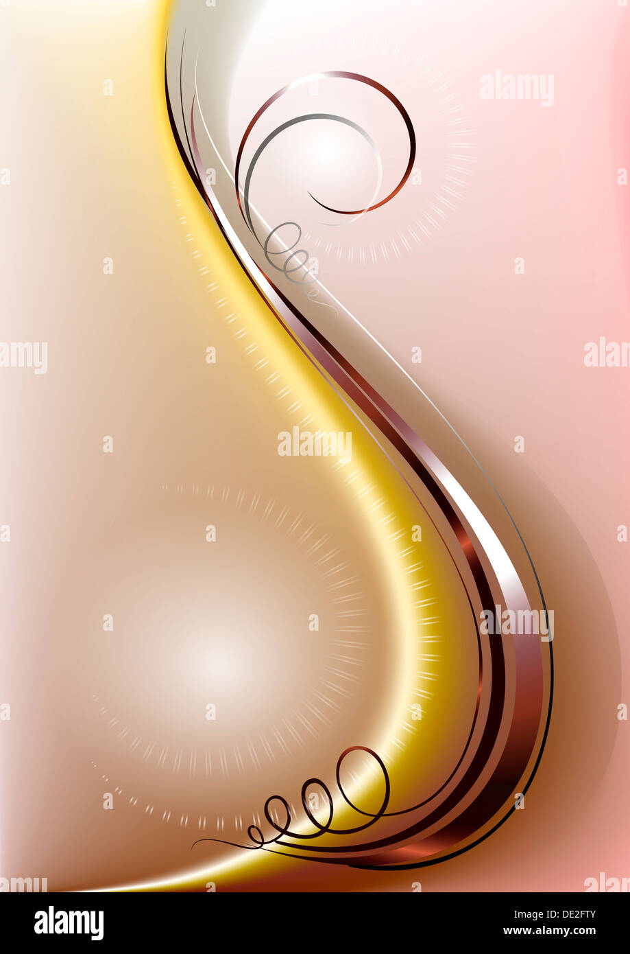 Copper strip with elegant curlicues on wavy mesh background Stock Photo ...