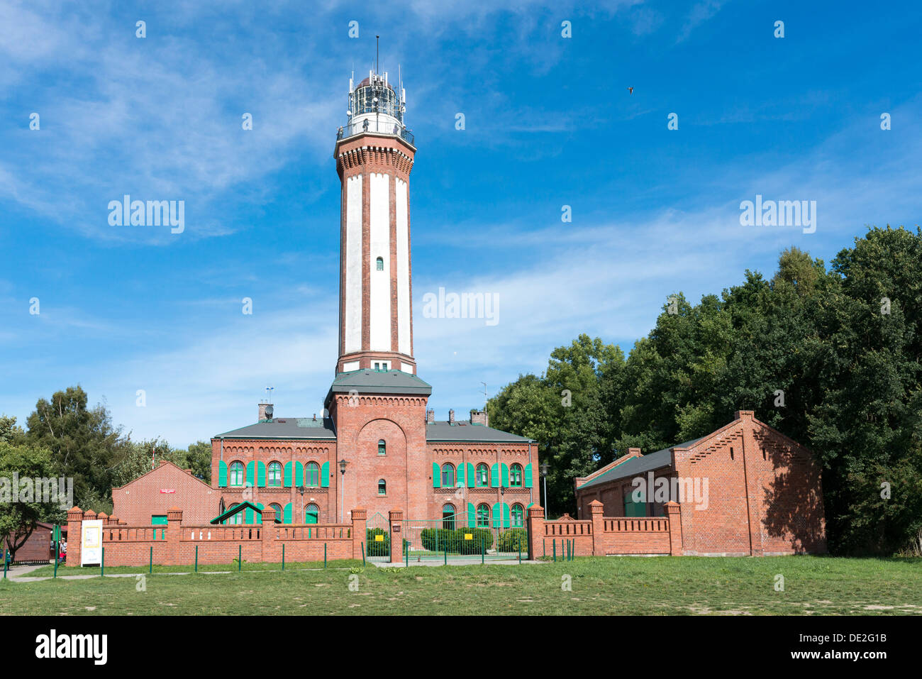 View of the historic lighthouse on the Baltic Sea in Niechorze, Poland ...