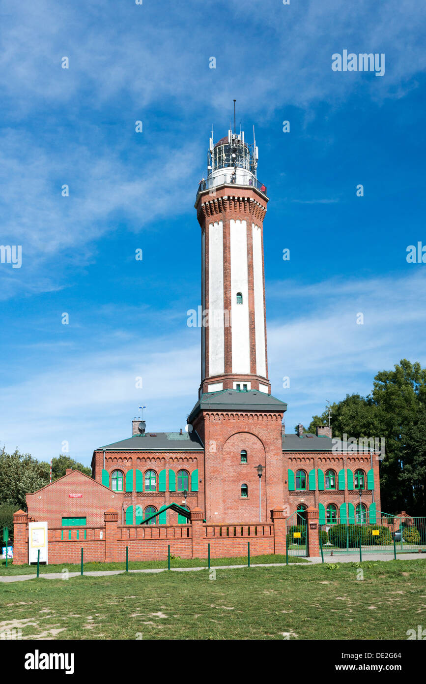 View of the historic lighthouse on the Baltic Sea in Niechorze, Poland ...