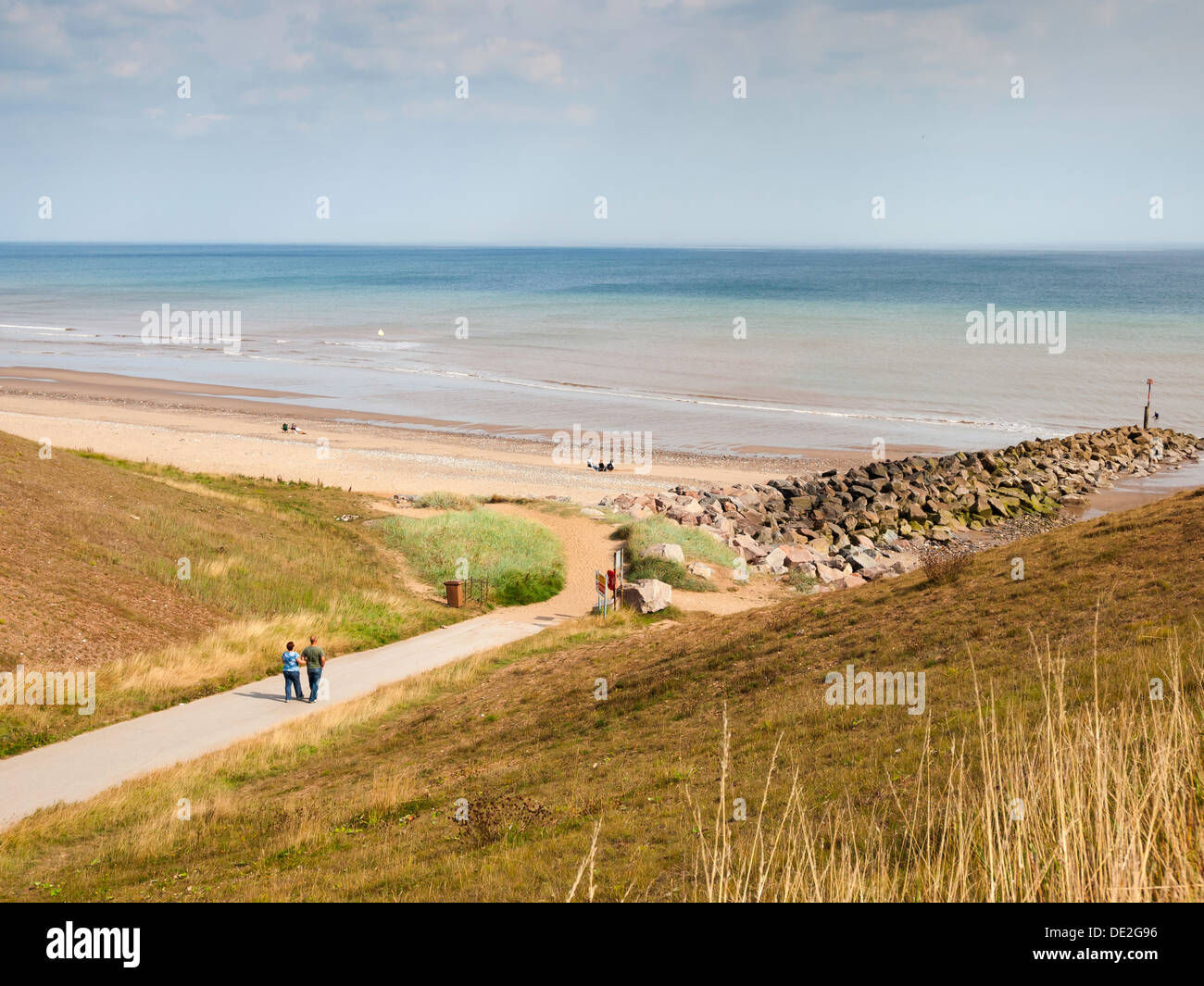 A rock groyne at Mappleton beach East Yorkshire has prevented the ...