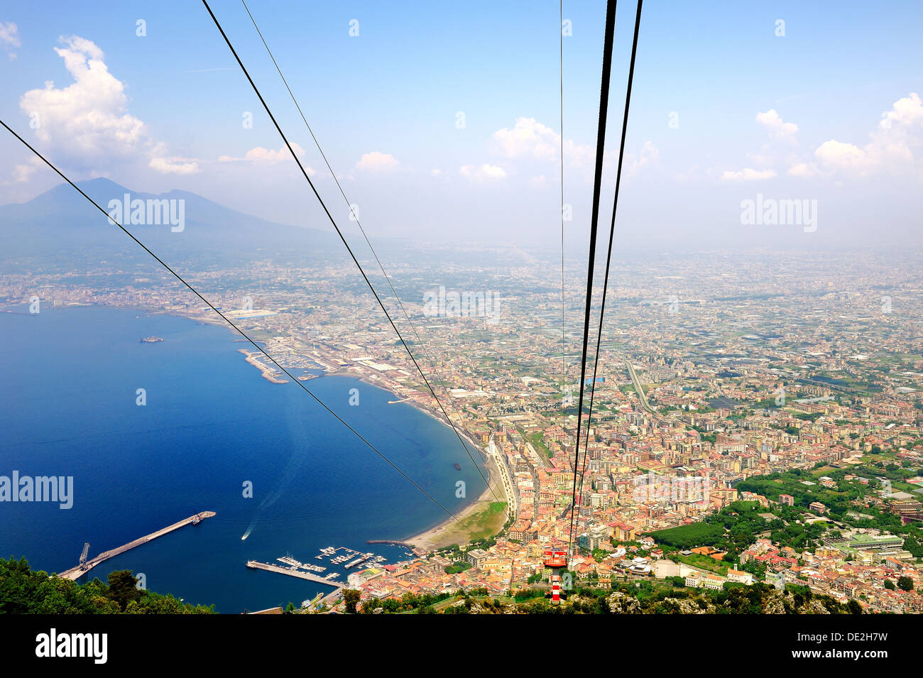 beautiful view of the Bay of Naples from the cable car of Monte Faito ...