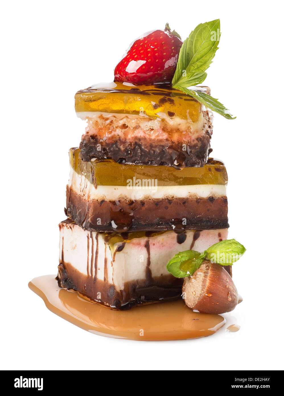 Pyramid of three jelly cakes isolated on white background Stock Photo ...