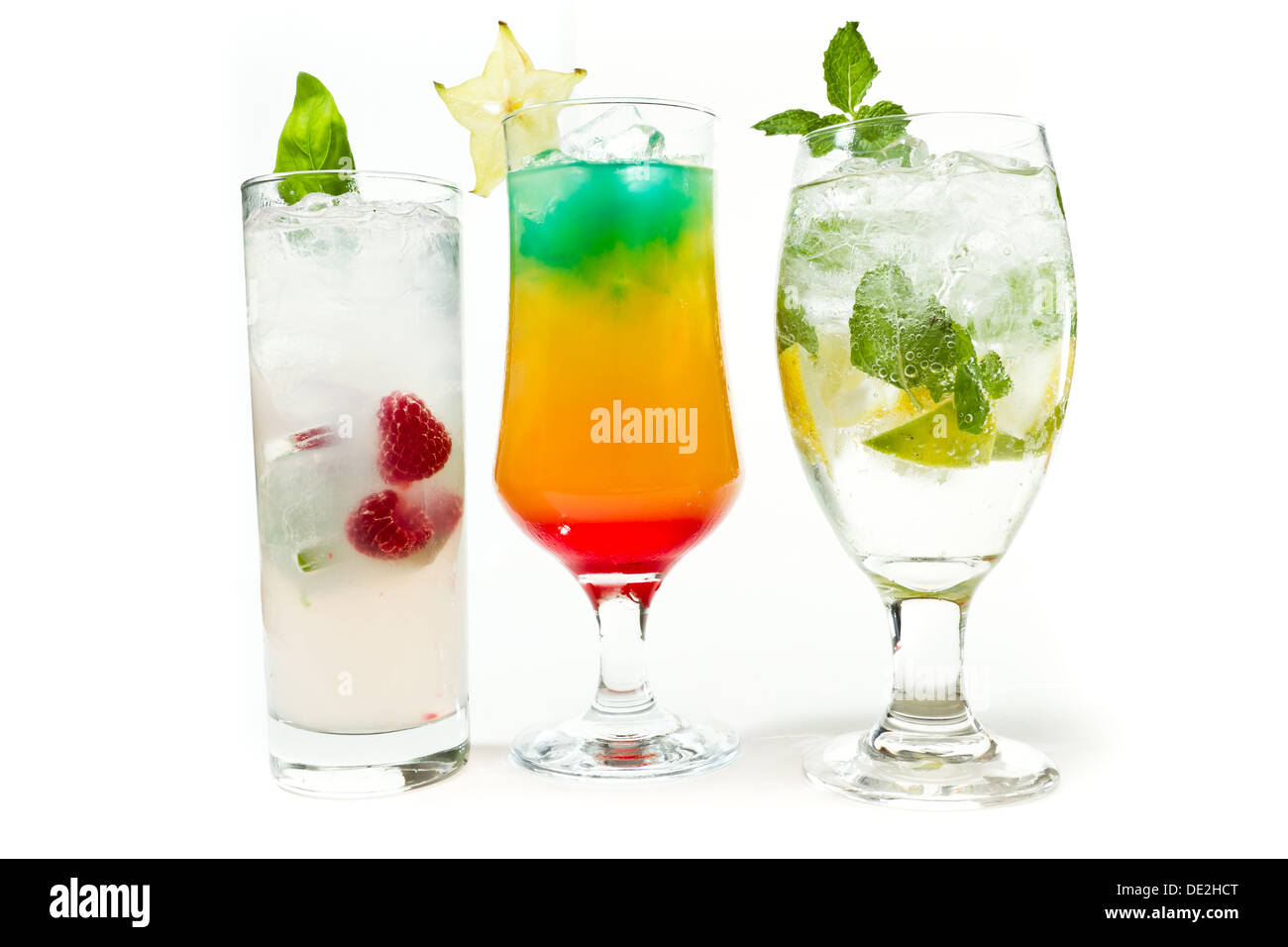 fresh tropical cocktails isolated on a white background Stock Photo - Alamy