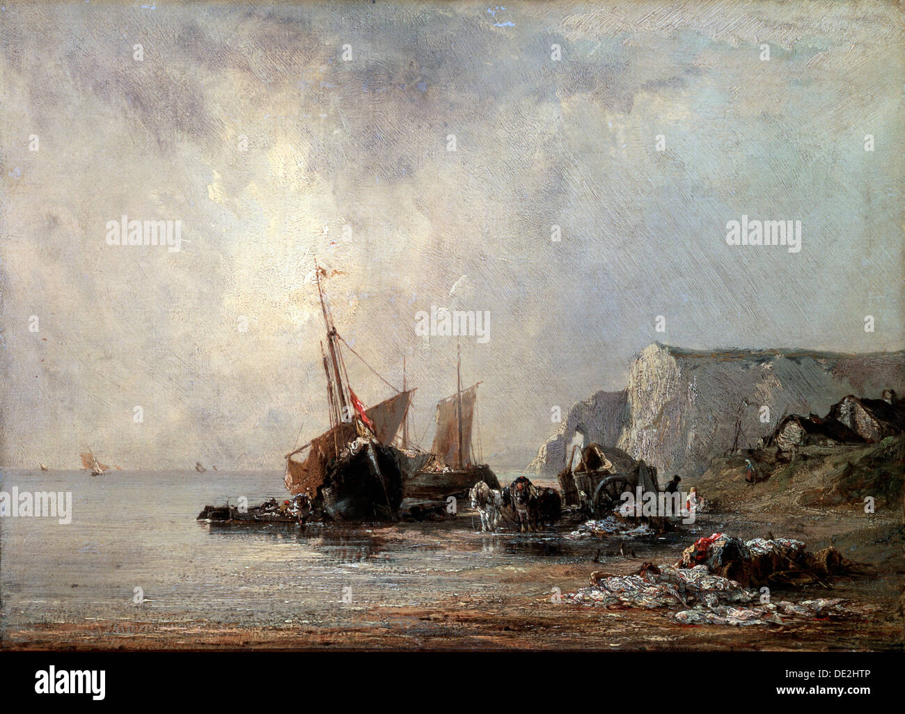 'Boats at the Normandy Shore', 1823. Artist: Richard Parkes Bonington ...
