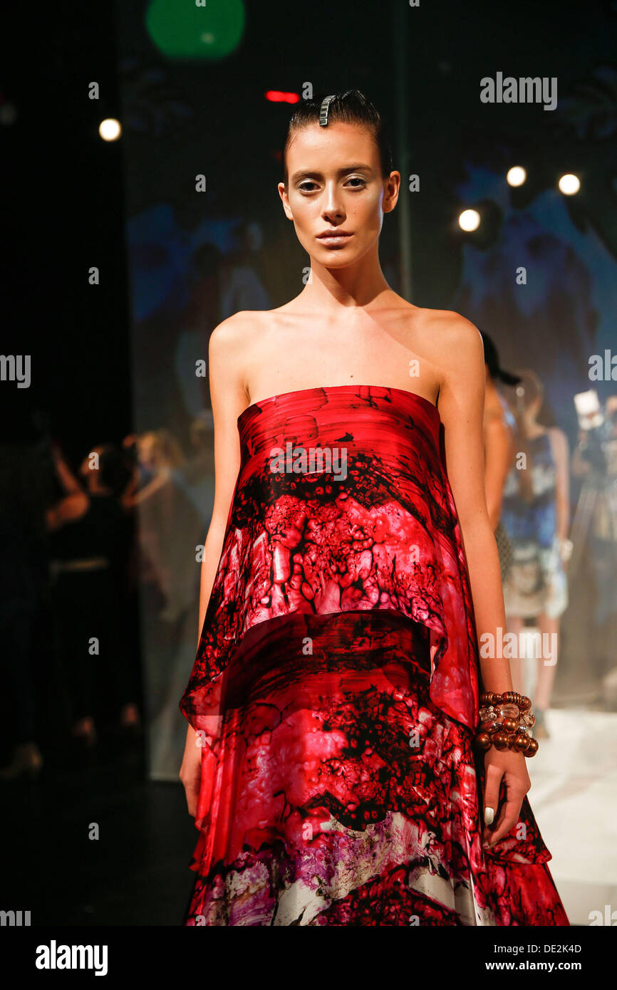 New York, NY, USA. 9th Sept, 2013. Models wear the dress designs of ...