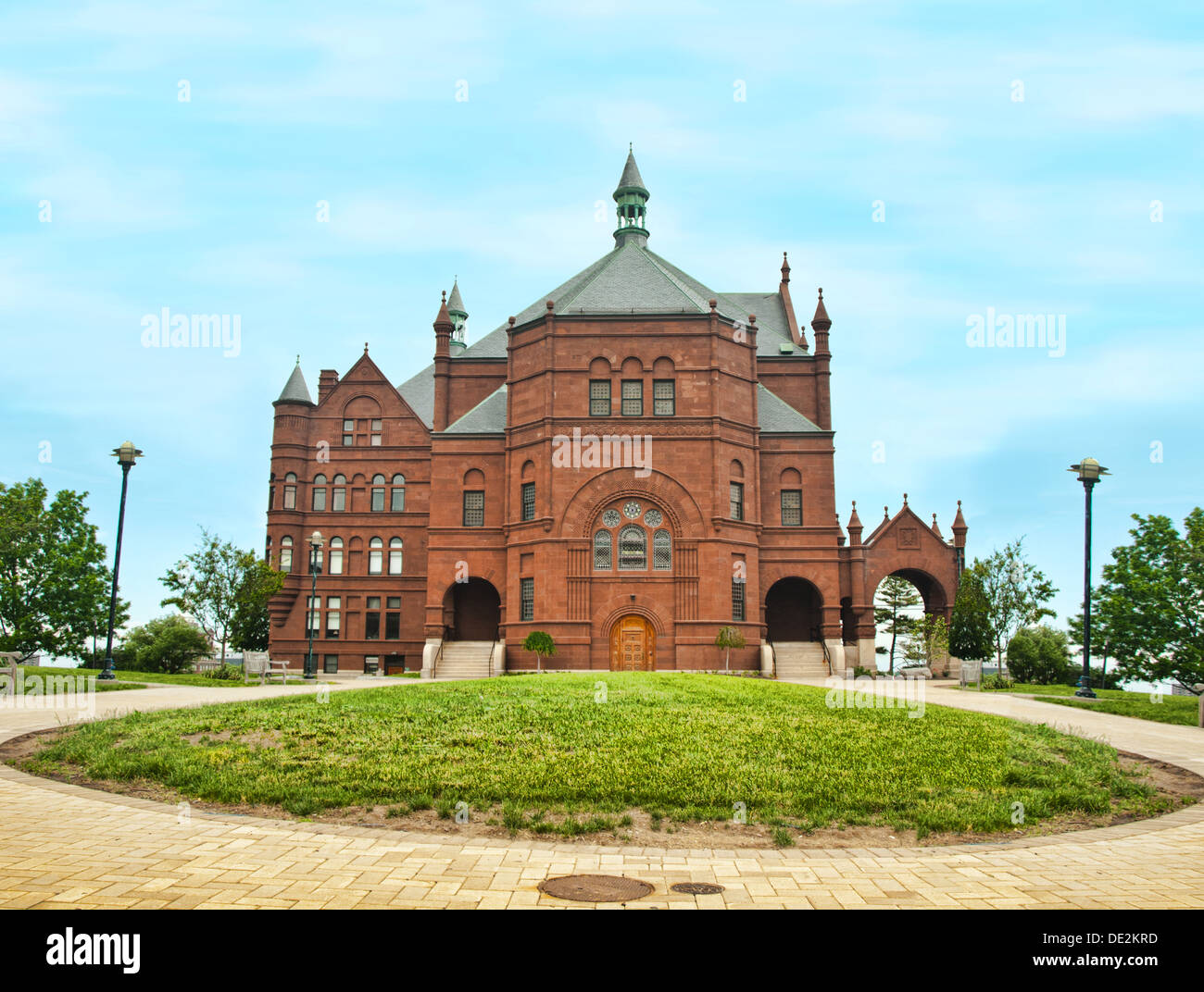 terra cotta castle-like building Stock Photo - Alamy