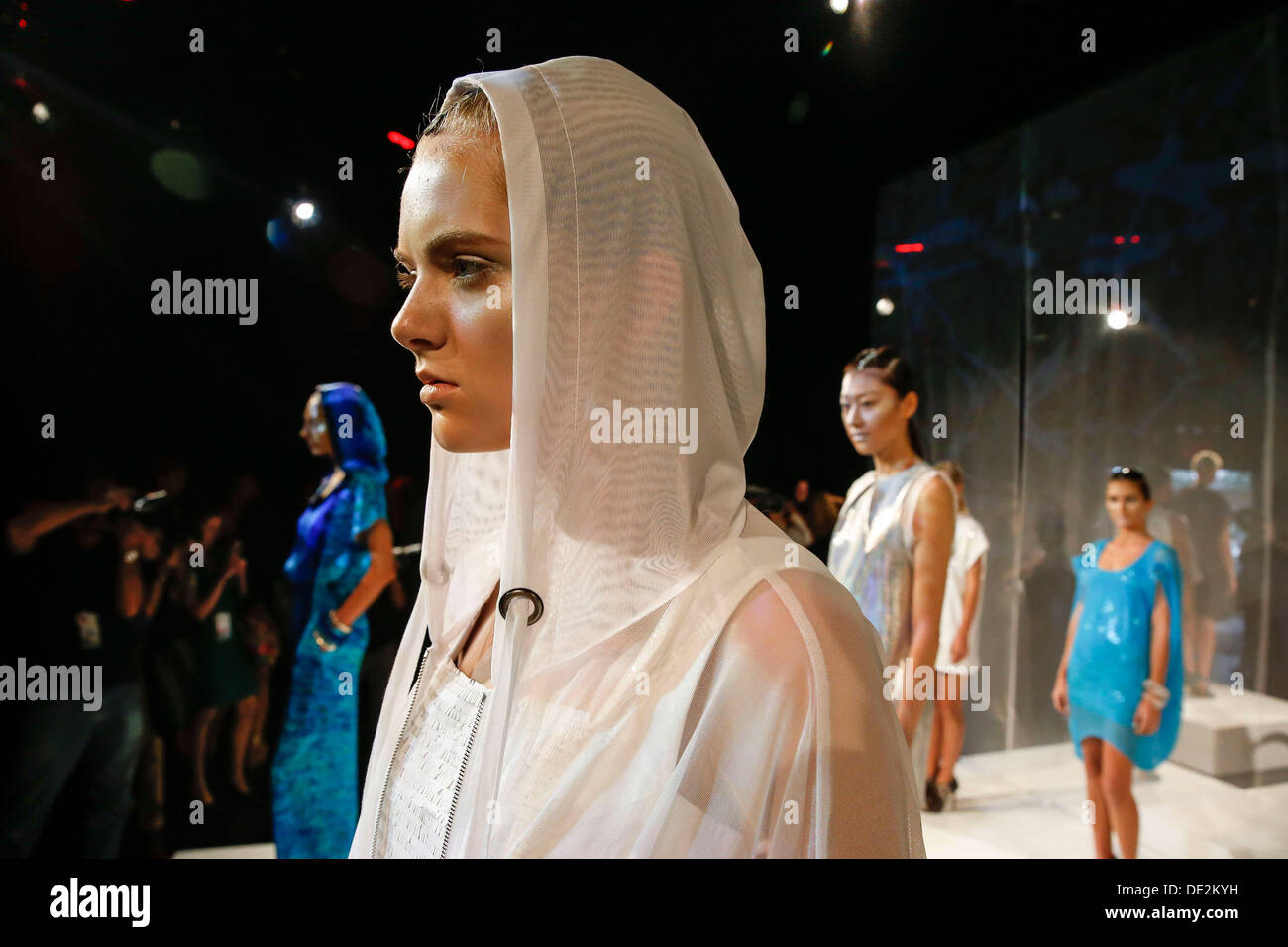 New York, NY, USA. 9th Sept, 2013. Models wear the dress designs of ...