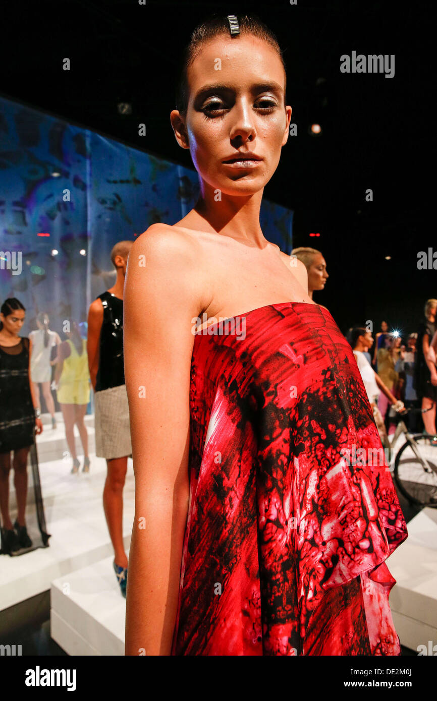 New York, NY, USA. 9th Sept, 2013. Models wear the dress designs of ...