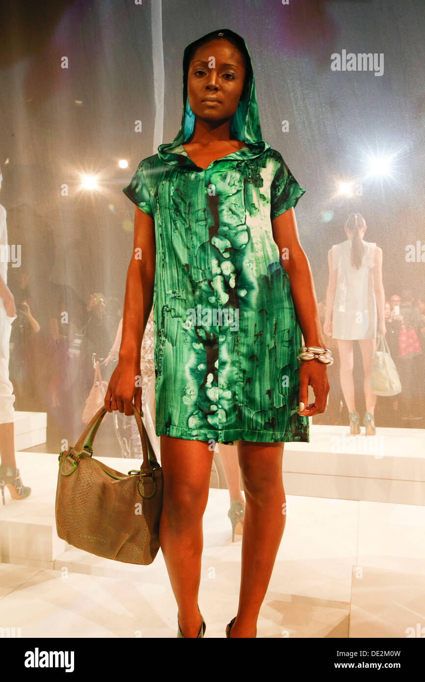 New York, NY, USA. 9th Sept, 2013. Models wear the dress designs of ...