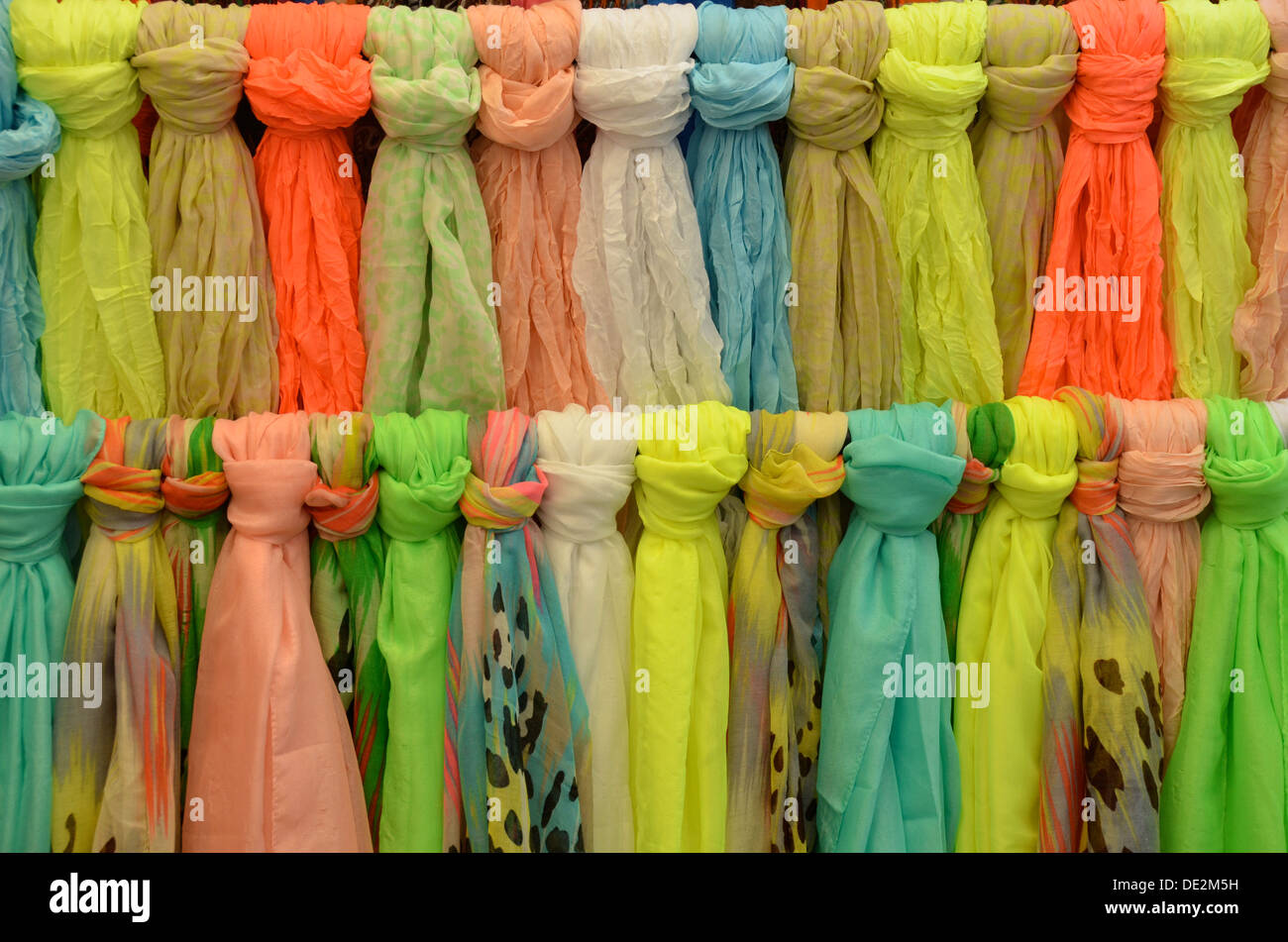 Scarves on display Stock Photo - Alamy