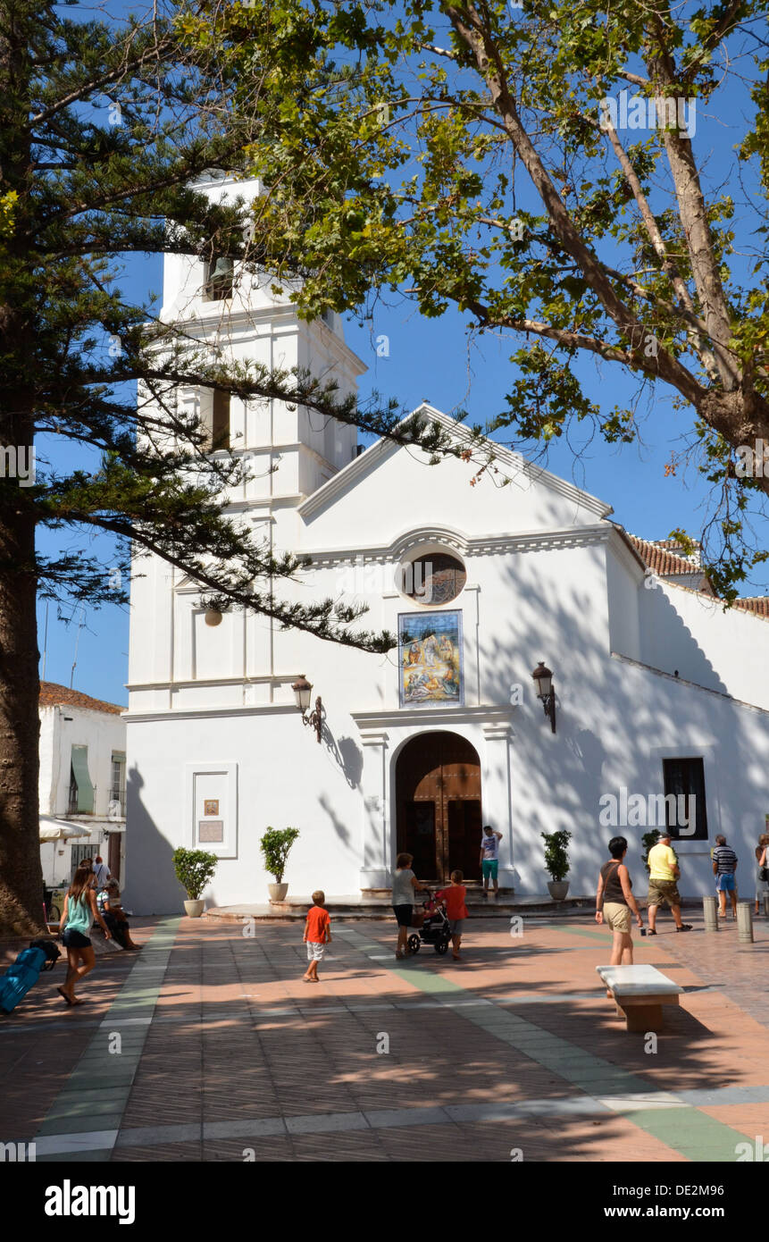 Pretty church of El Salvador, Nerja, Spain, situated near the Balcon de ...