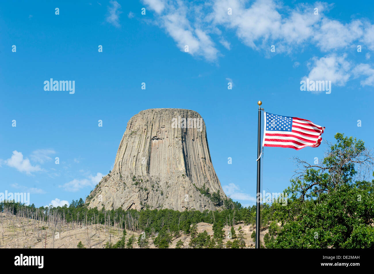 American national flag, monolith, phonolite volcanic rock, basalt ...