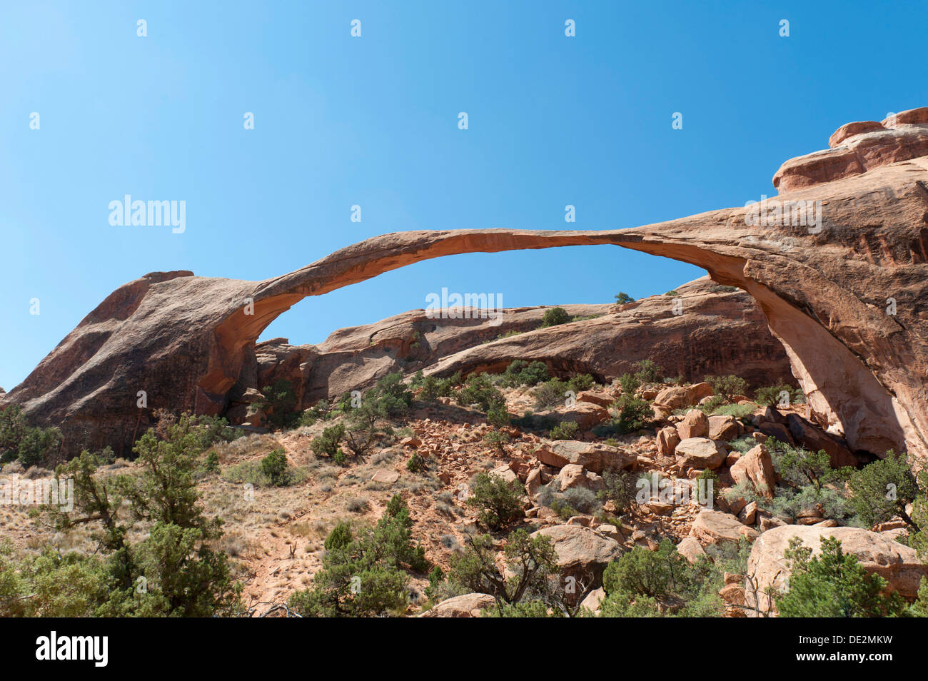 Red sandstone, Landscape Arch, fragile natural stone arch, Arches ...