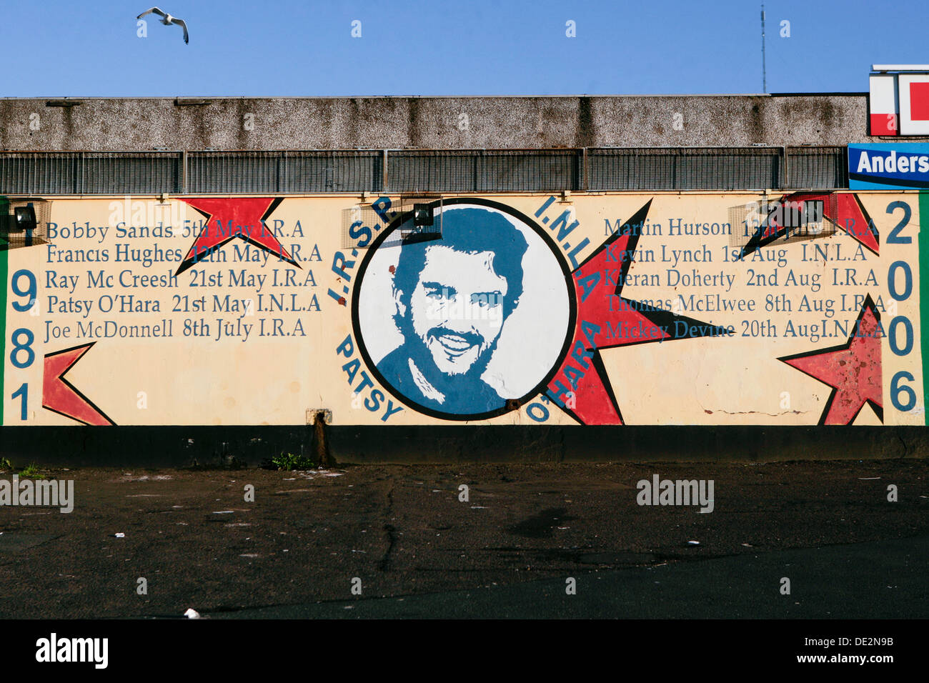 2nd August 2013 Belfast, UK. Hunger Strike mural with image of patsy O ...