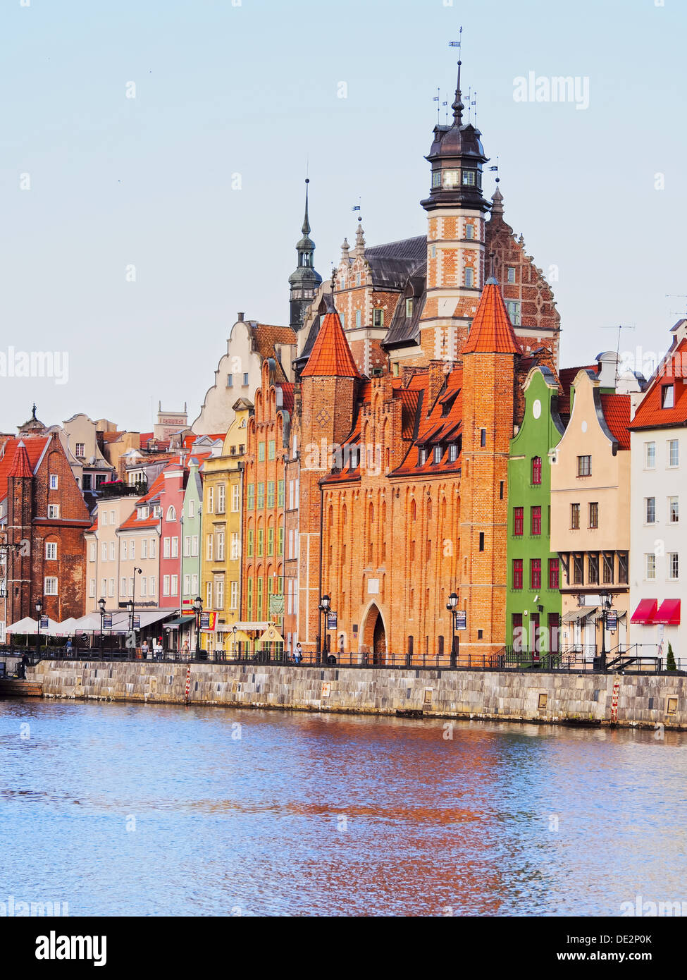 Cityscape of colorful houses in Gdansk reflecting in Moltawa River ...