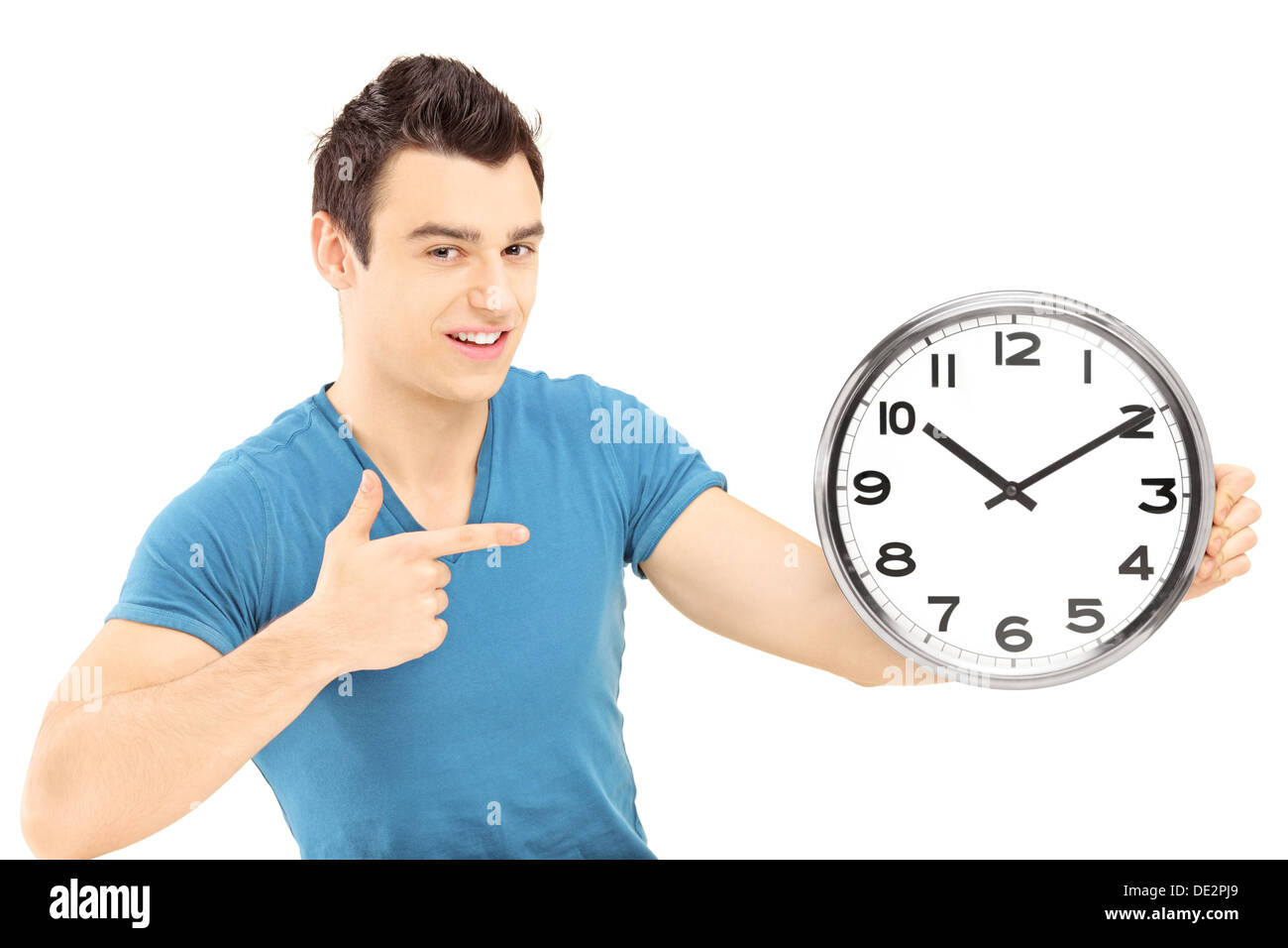 Hand pointing on watch hi-res stock photography and images - Alamy