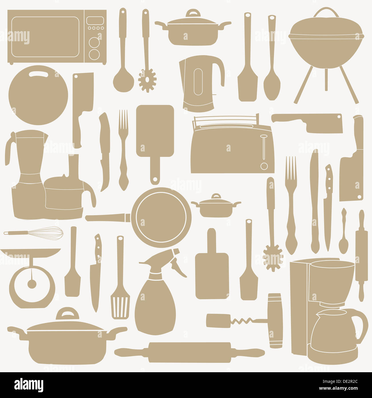 vector illustration of kitchen tools for cooking Stock Photo - Alamy