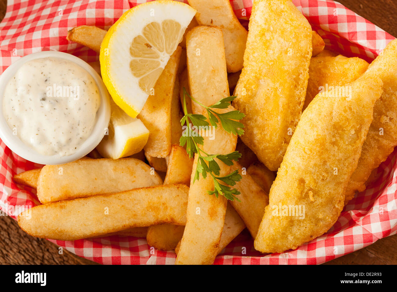 Traditional Fish and Chips with Tartar Sauce Stock Photo - Alamy