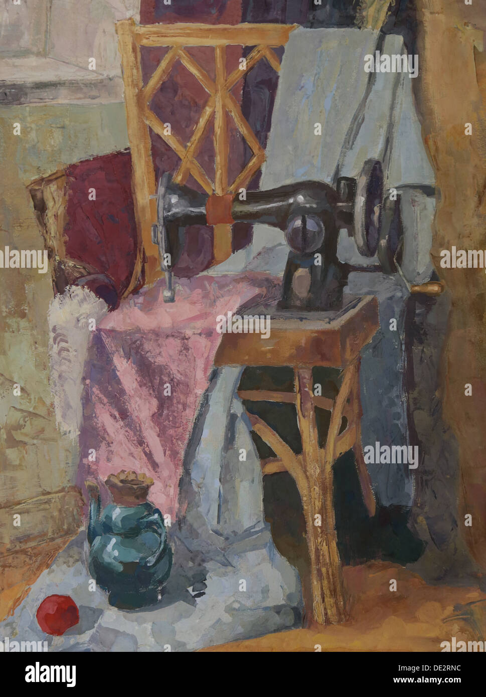 Still life with Antique Sewing Machine. Painting. Gouache on Paper ...