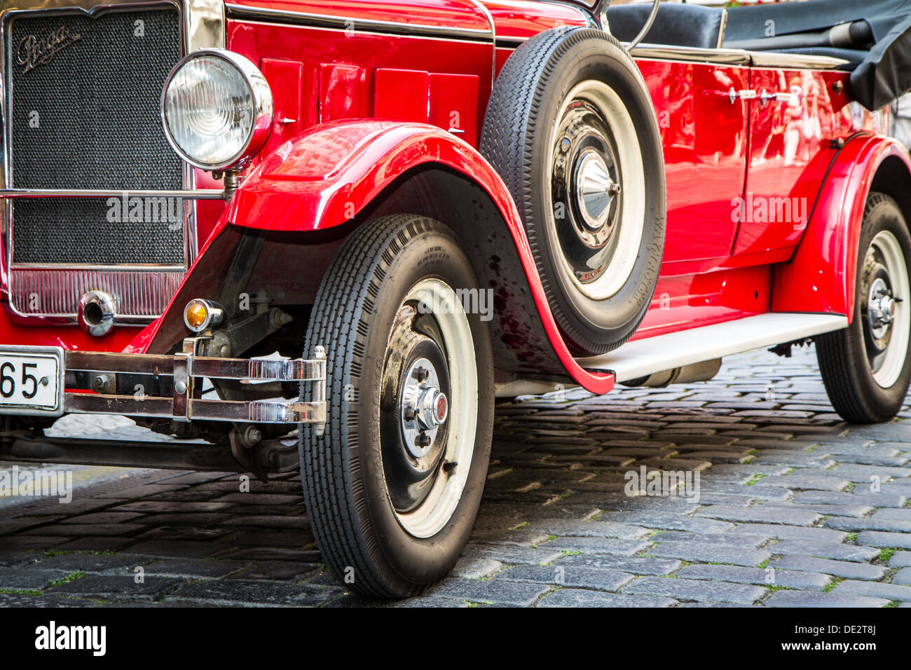 Old classical red limousine car Stock Photo - Alamy