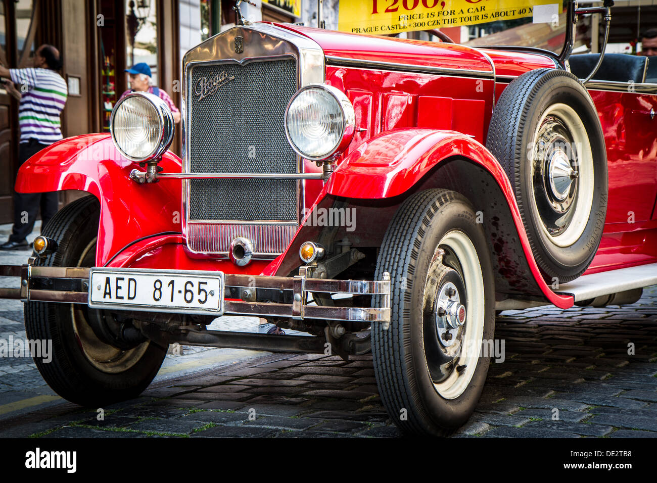Old classical red limousine car Stock Photo - Alamy