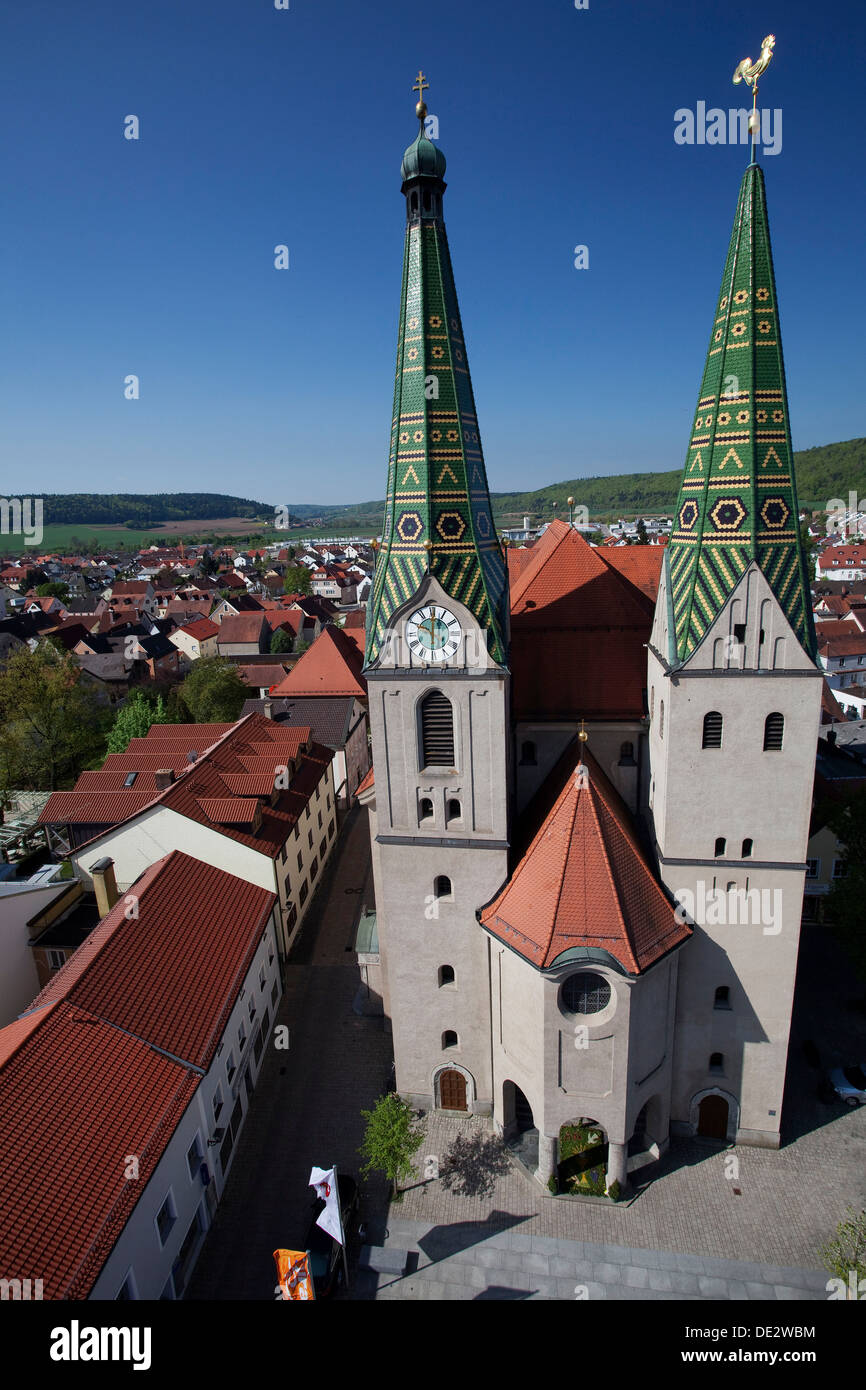 View of the historic district of Beilngries, Altmuehltal valley ...