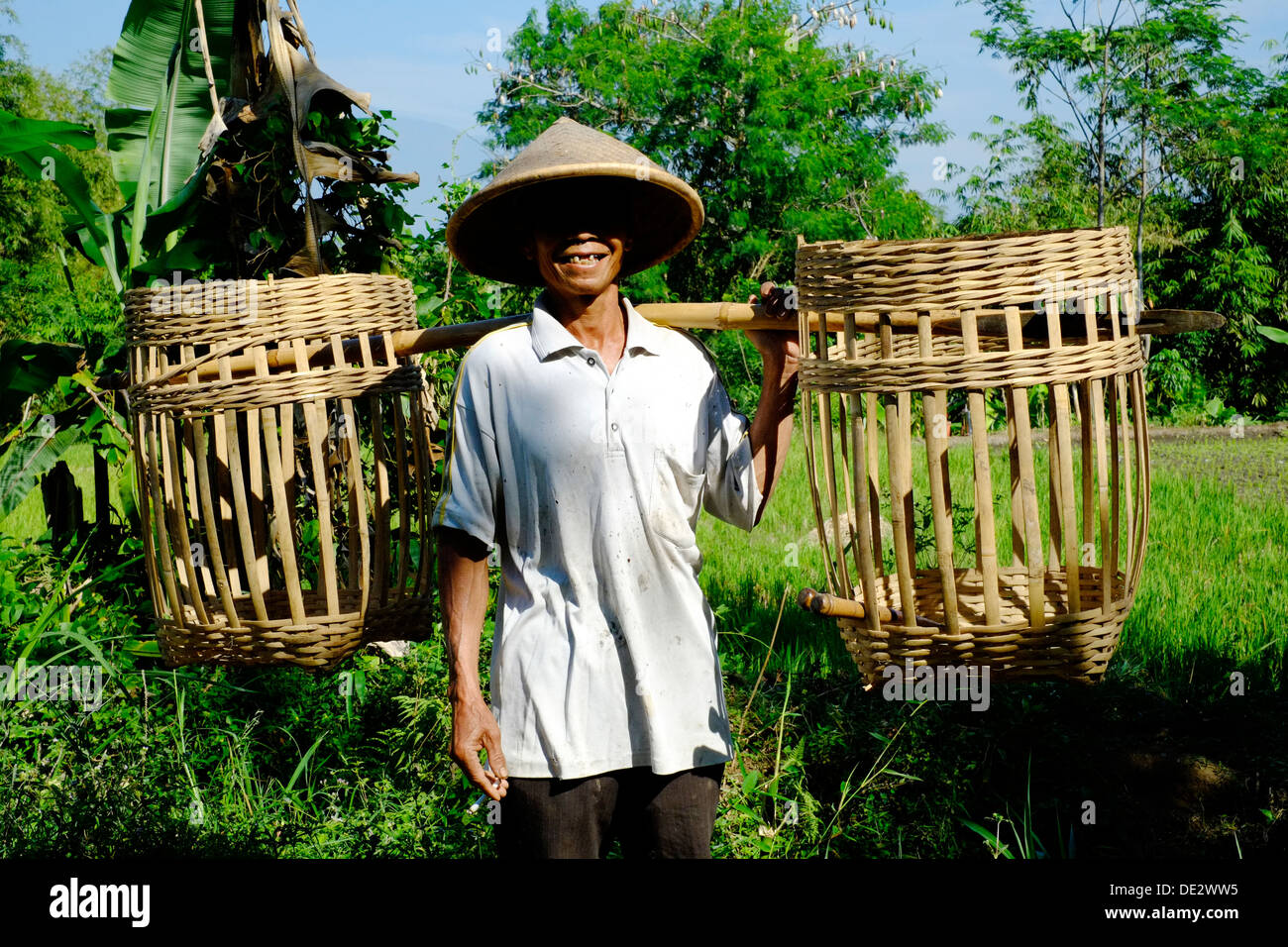 Man carrying baskets on shoulder High Resolution Stock Photography and ...