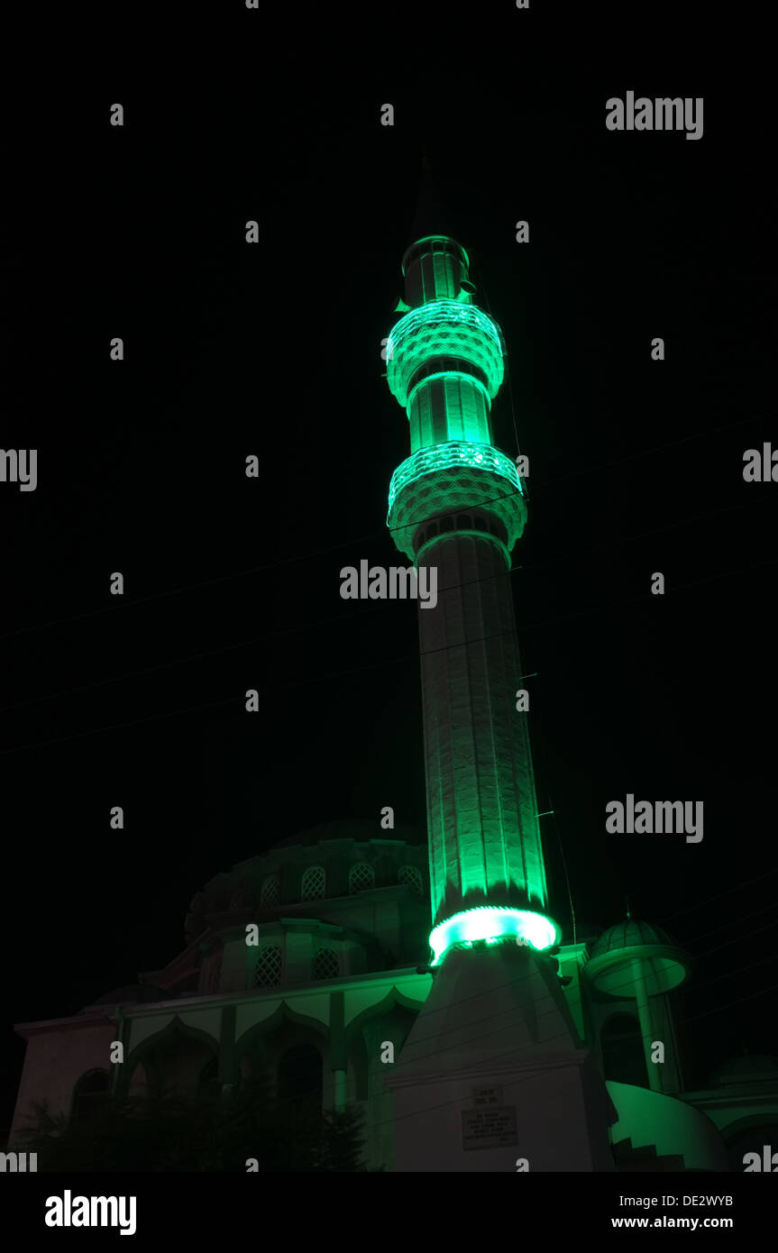 Mosque with green lights Stock Photo - Alamy