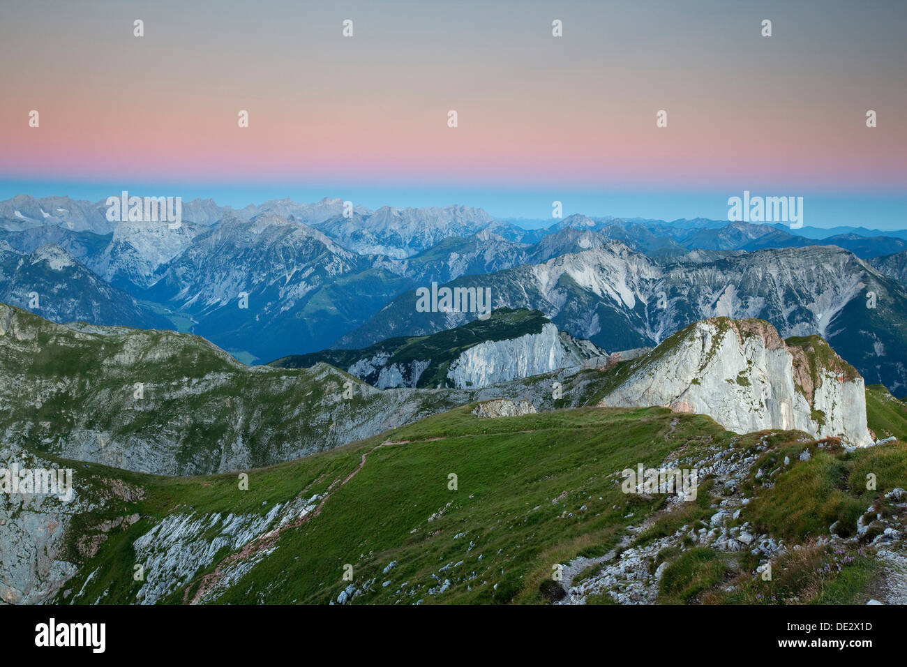 Ridge of Dalfazer Joch Mountain seen from Hochiss Mountain in Rofan ...