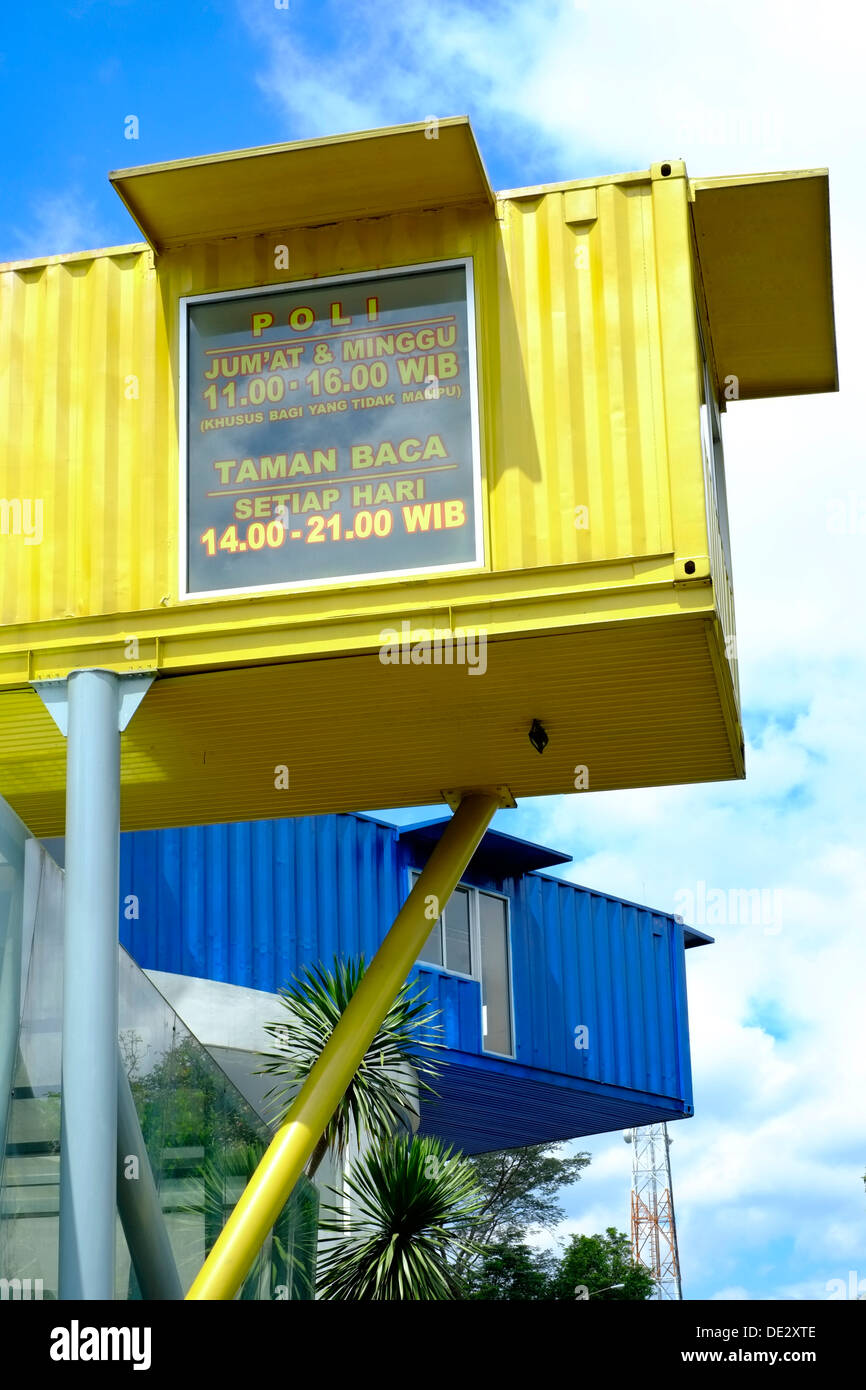 amin public library constructed from disused shipping containers in ...