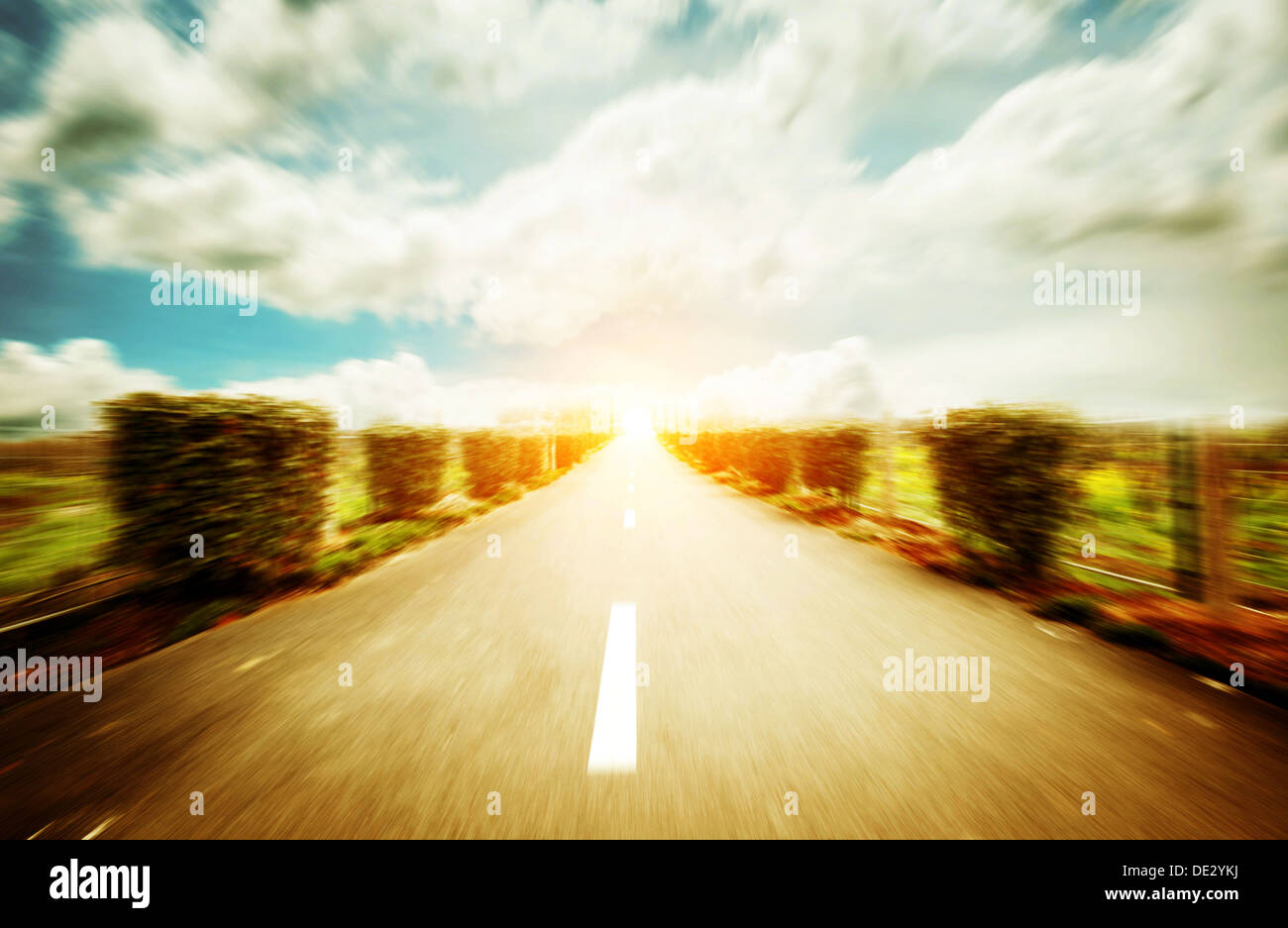 Picture of empty countryside road Stock Photo - Alamy