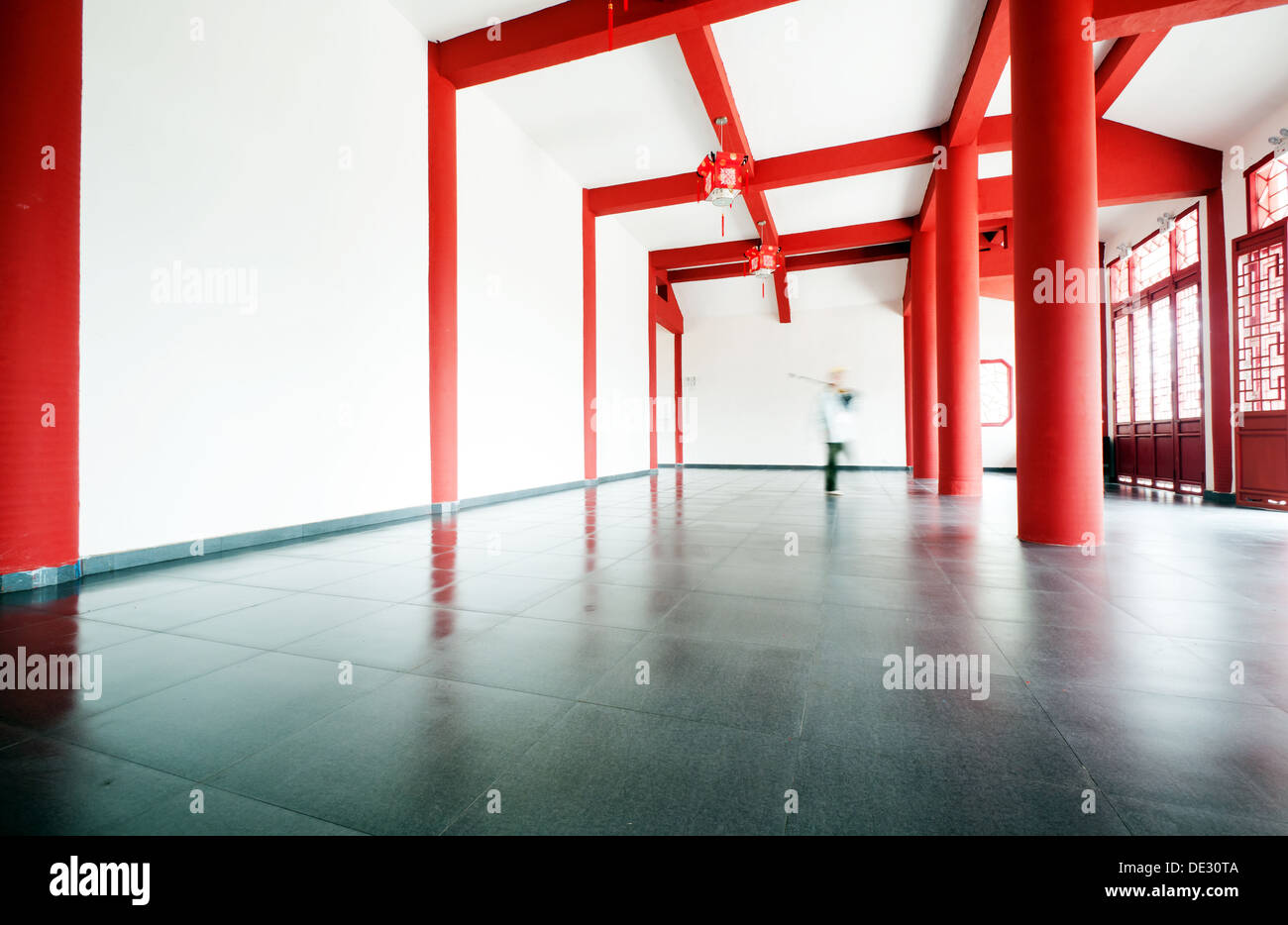 Of ancient Chinese architectural indoor and visitors Stock Photo - Alamy