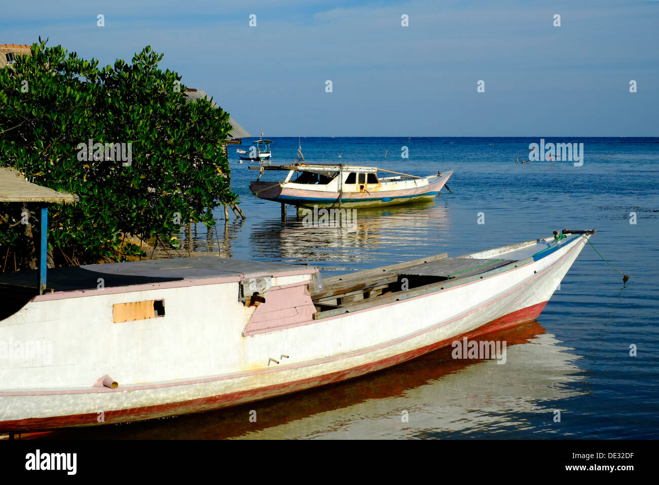 traditional small fishing boats on karimunjawa island java indonesia ...