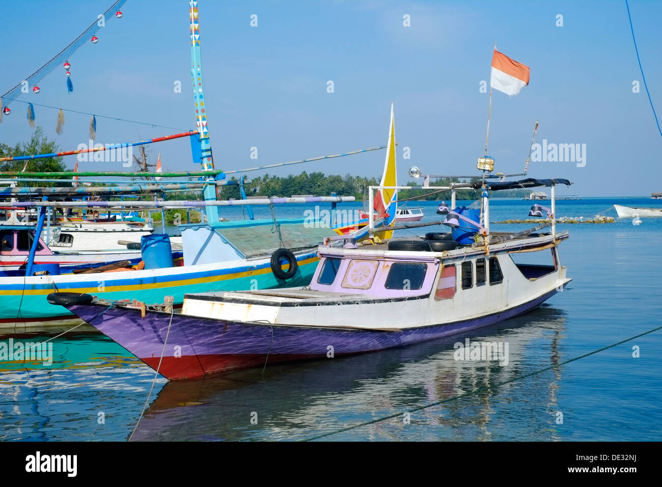 traditional small fishing boats on karimunjawa island java indonesia ...