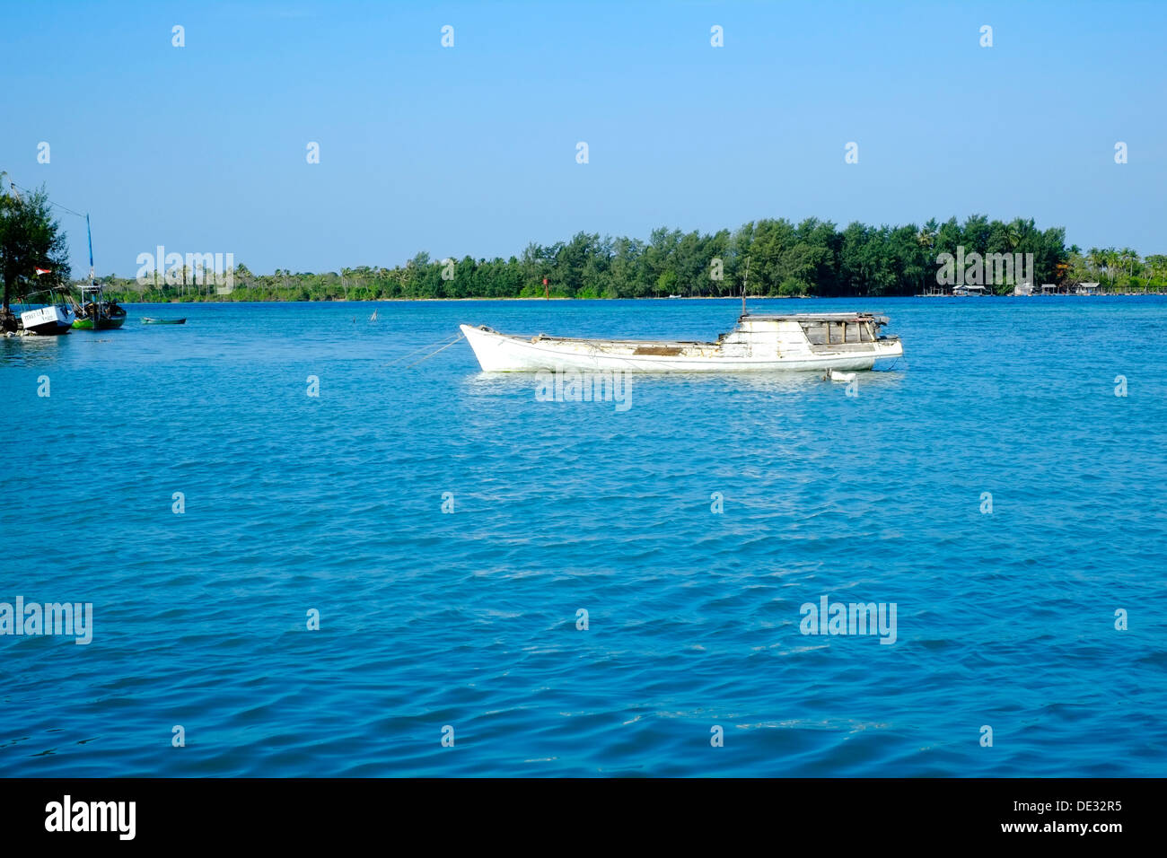view over the sea near the harbour on karimunjawa island java indonesia ...