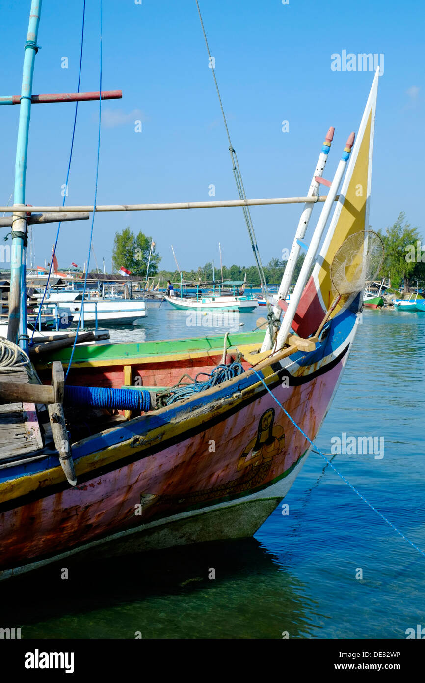 traditional small fishing boats on karimunjawa island java indonesia ...