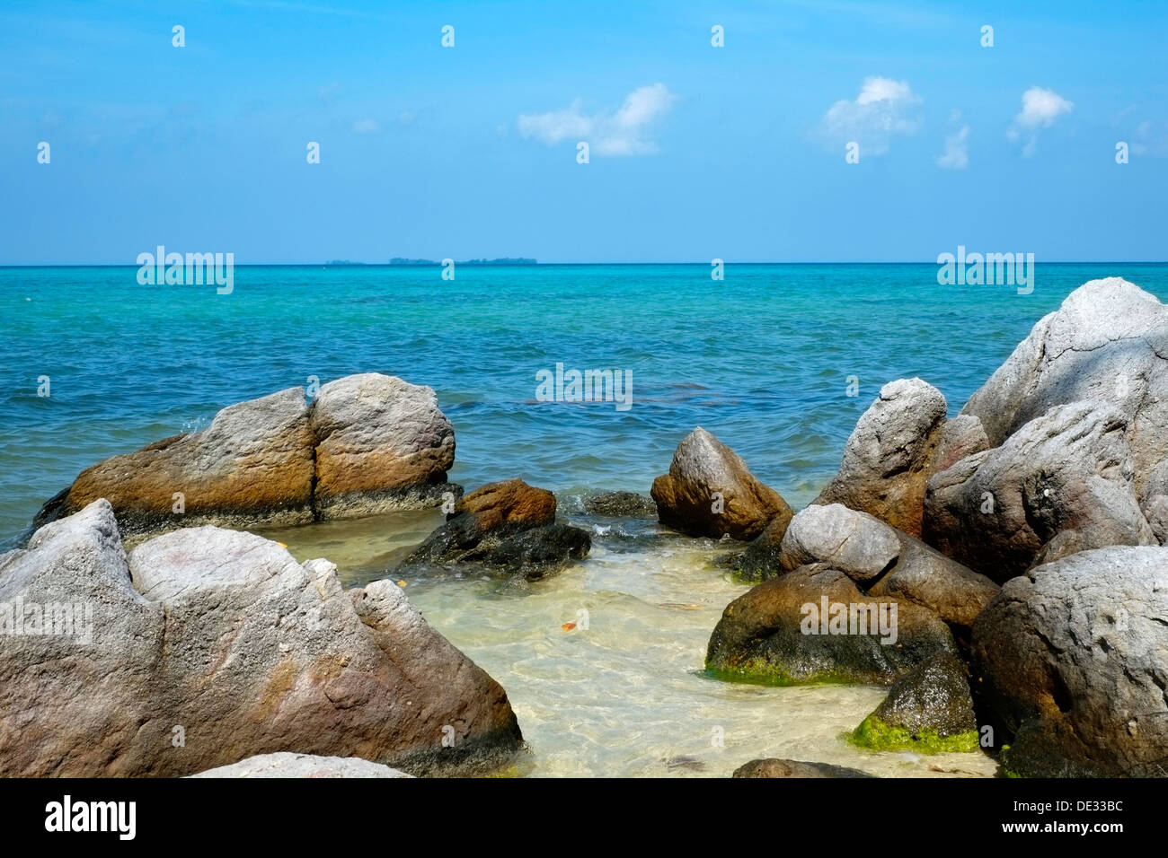 deserted pristine beach and crystal clear waters of karimunjawa island ...
