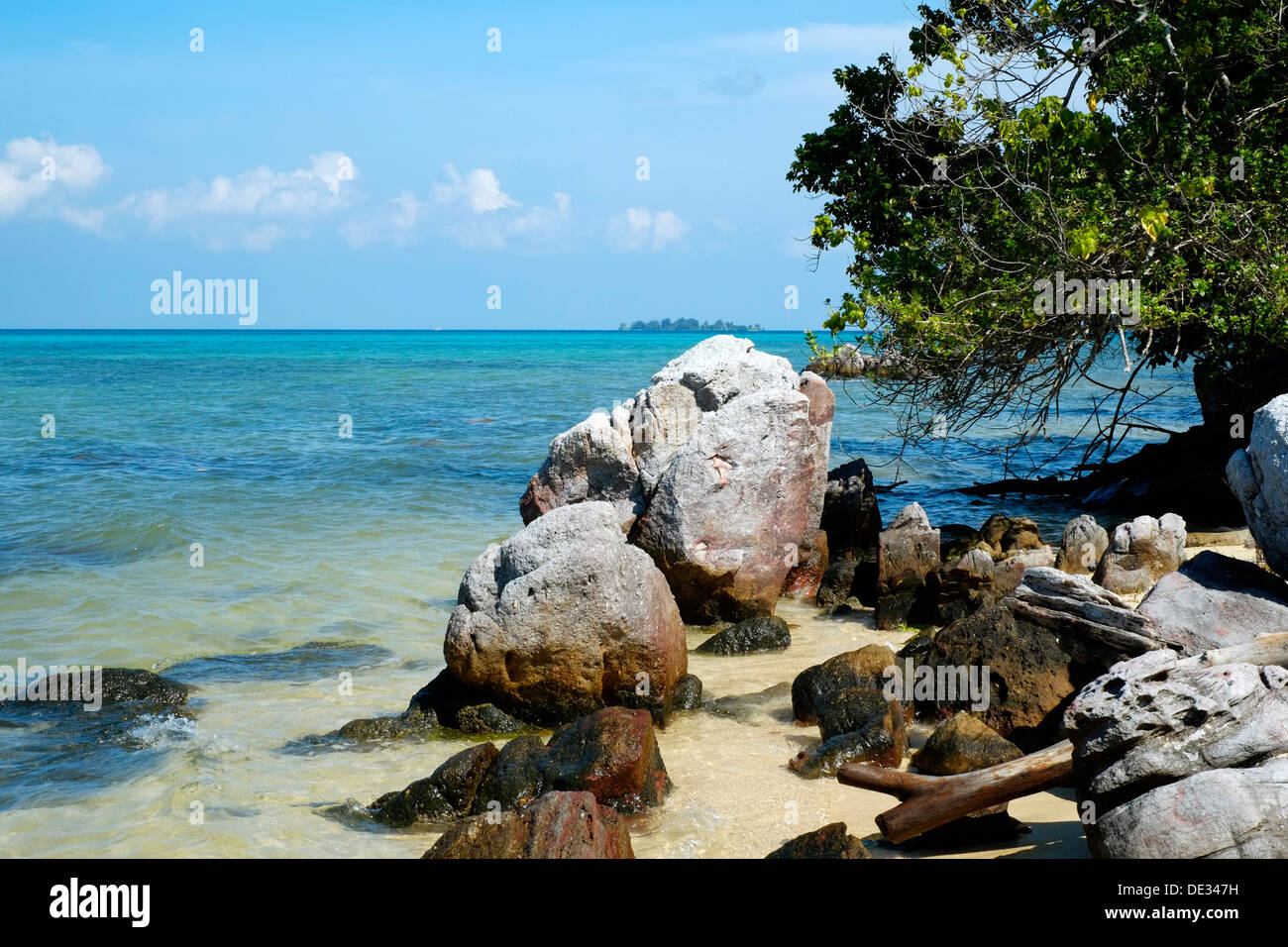deserted pristine beach and crystal clear waters of karimunjawa island ...