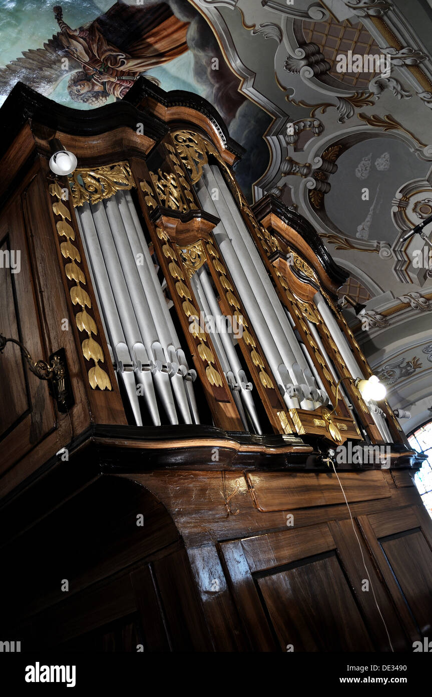 Detail look of a historic pipe organ in church Stock Photo - Alamy