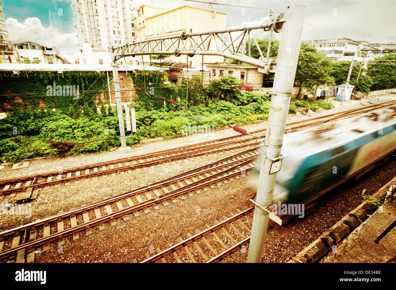 Railway or railroad tracks for train transportation Stock Photo - Alamy